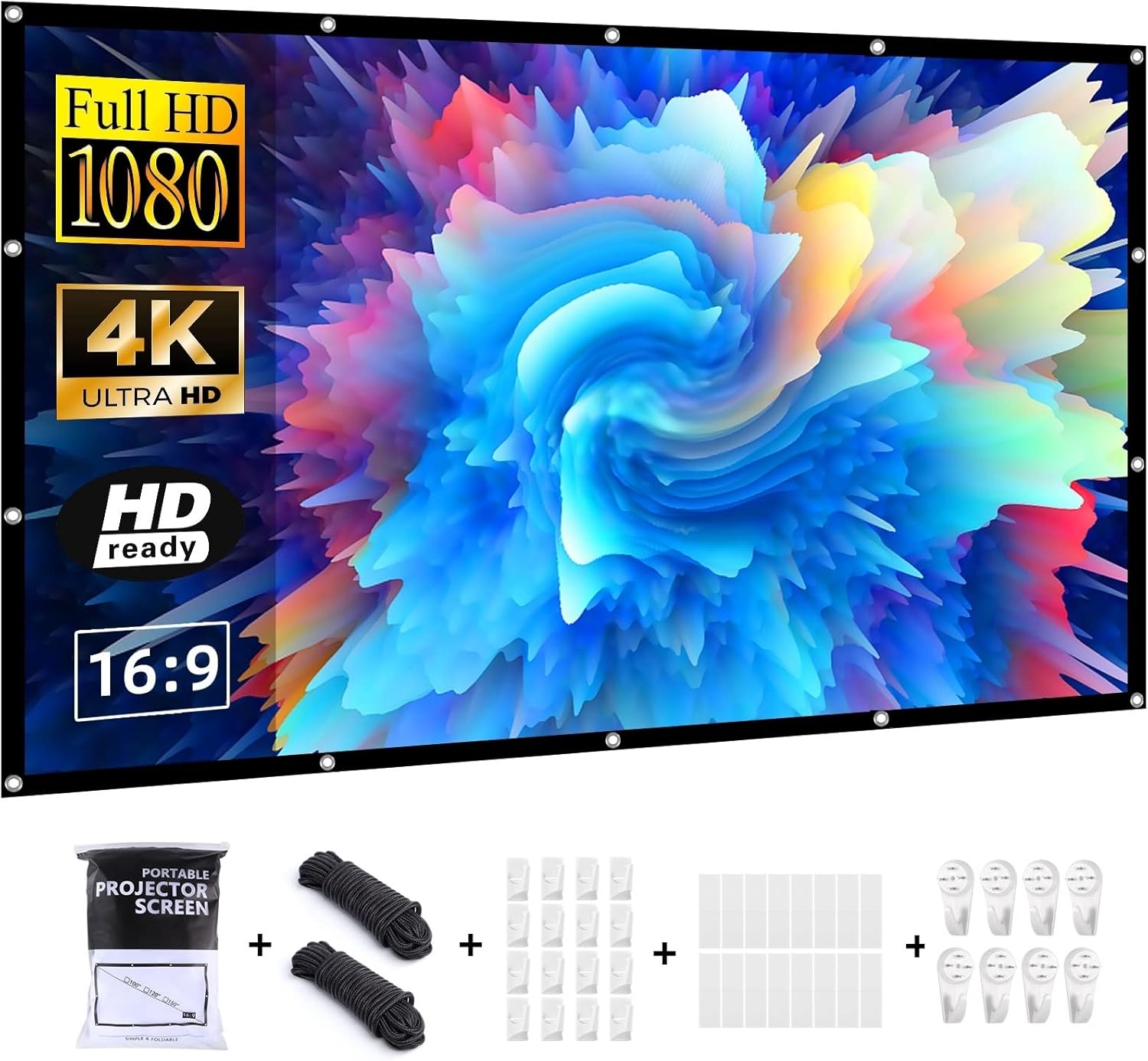 Amazon.com: VERCORKIN Projection Screen 150 inch Outdoor Projector ...