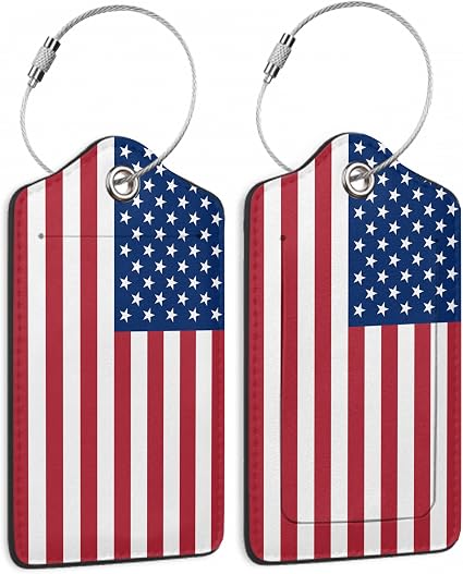 Amazon.com: American Flag Luggage Tag, Luggage Tags of Set 2 Leather ...
