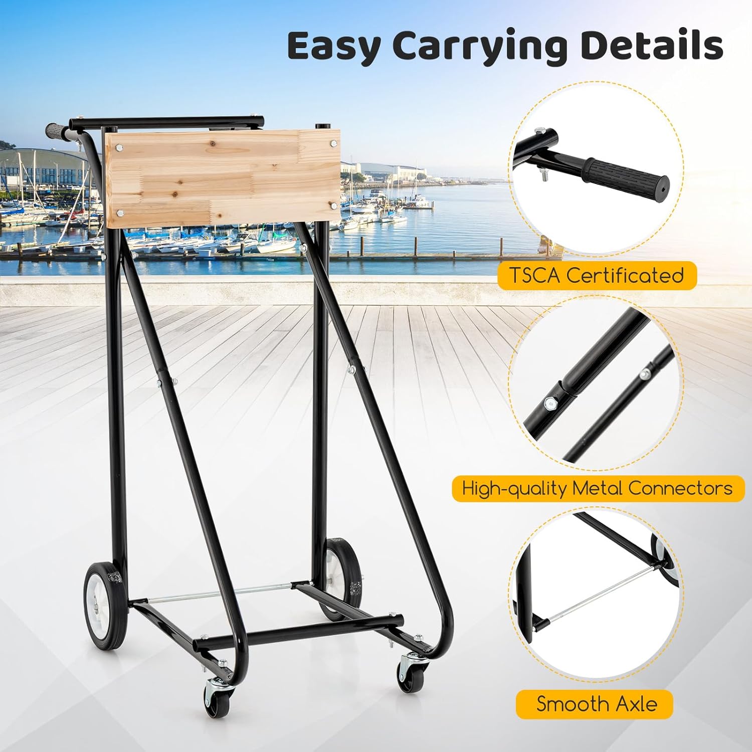 Goplus Outboard Boat Motor Stand, 330 LBS Heavy Duty Engine Carrier ...