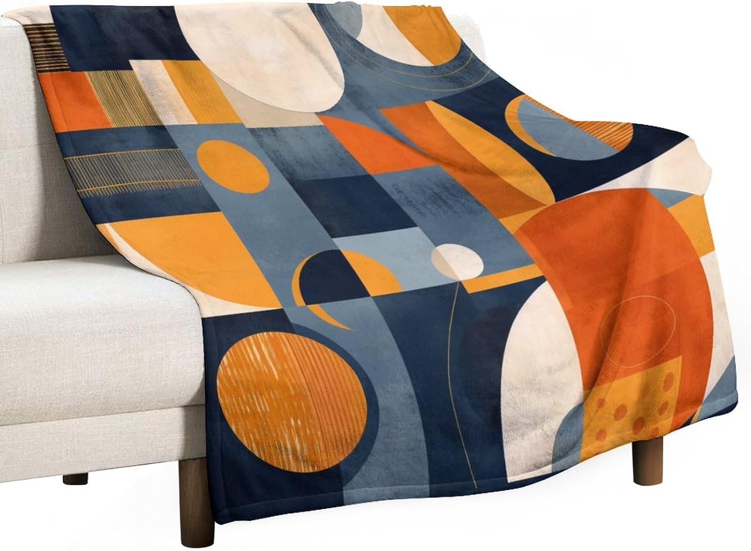 Amazon.com: Blanket Navy Blue Burnt Orange Abstract Aesthetic Geometric ...