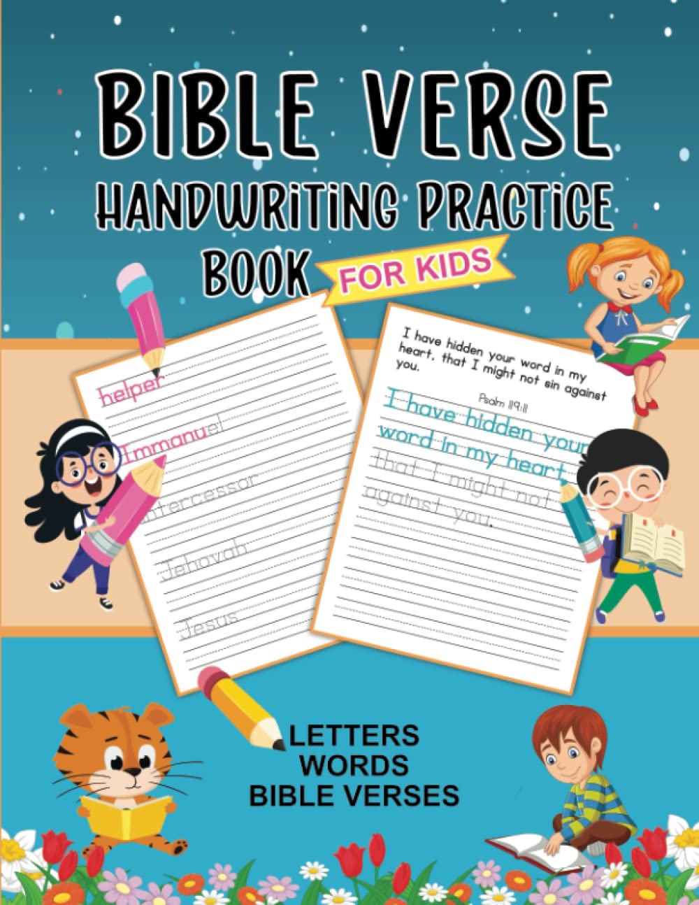 Bible Verse Handwriting Practice Book for Kids: Letter Tracing Pages of ...