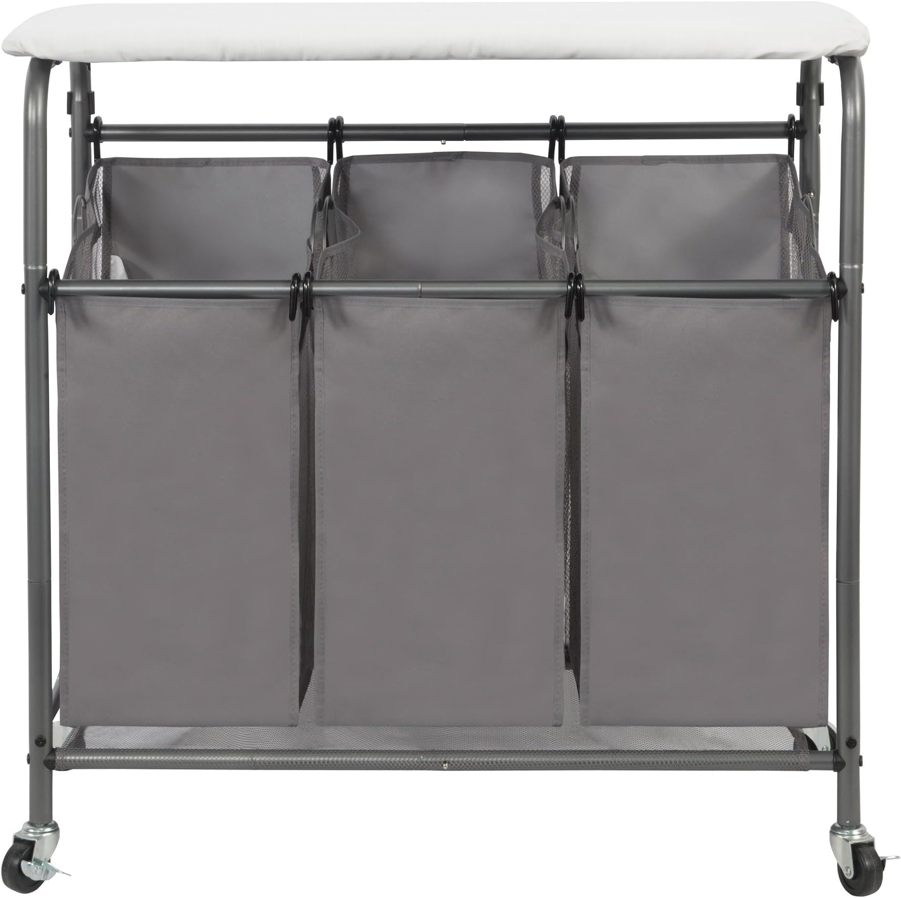 Amazon.com: HollyHOME 3 Section Rolling Laundry Sorter Cart with Fixed ...