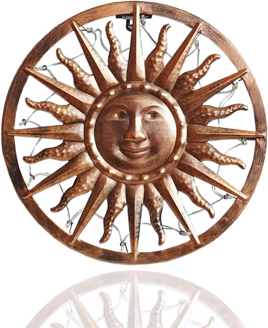 PaMeer Metal Sun Wall Art Decor, Rust Proof Metal Wall Garden Ornament ...