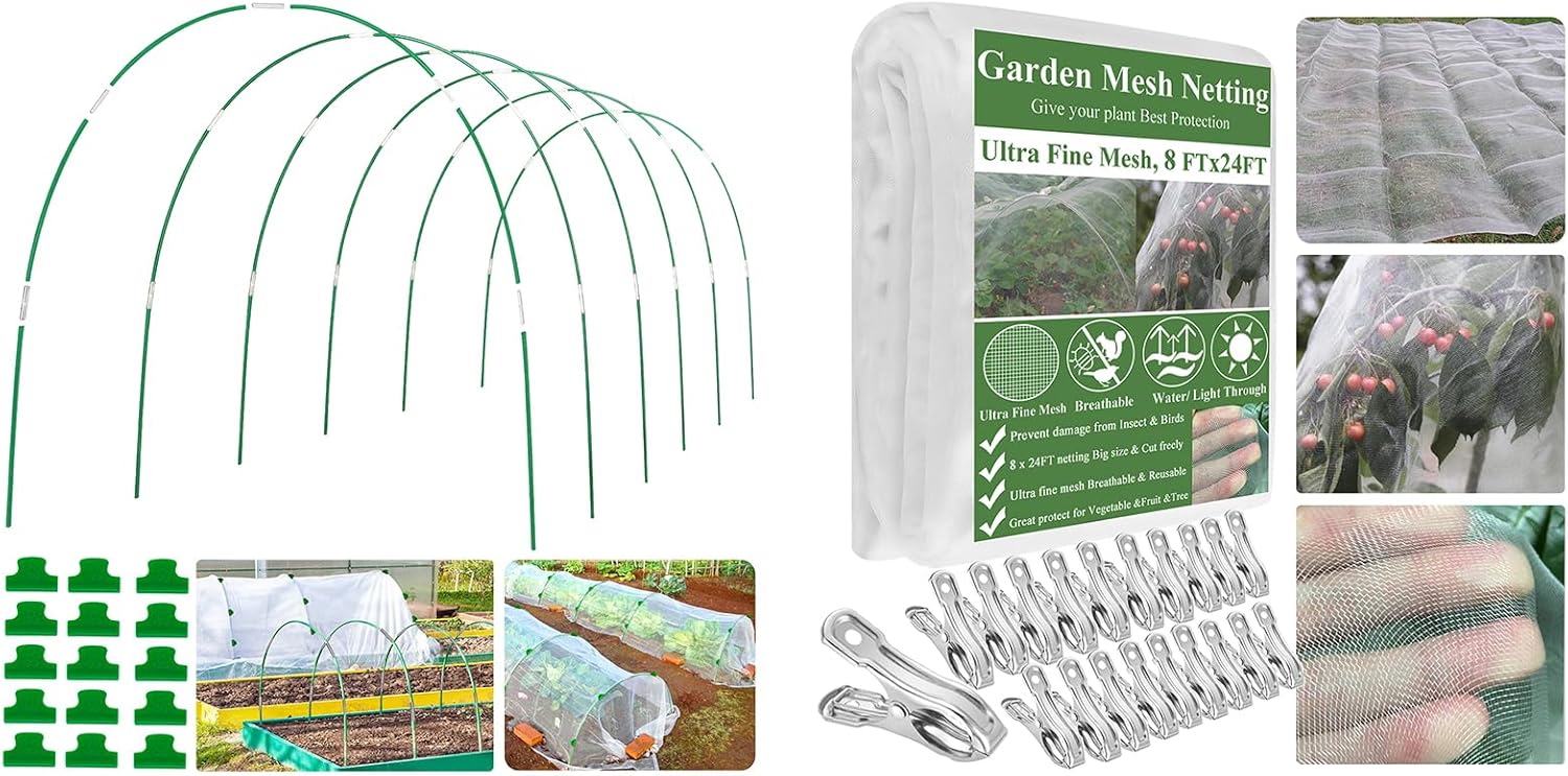 Amazon.com : Greenhouse Hoops Grow Tunnel 6 Sets,8 X 24 FT Garden ...