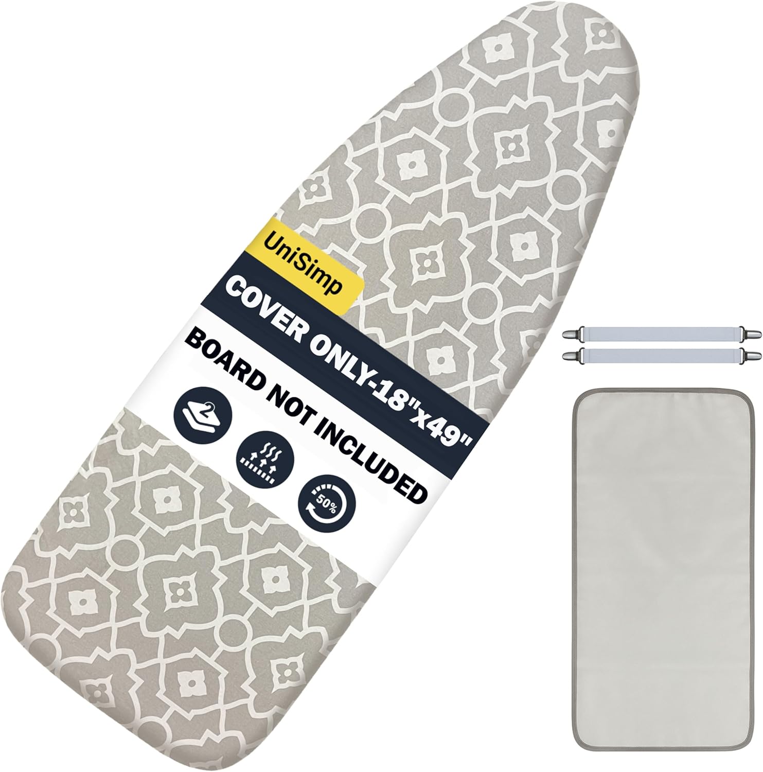 Amazon.com: UniSimp Ironing Board Cover and Pad 18x49- Extra Thick ...
