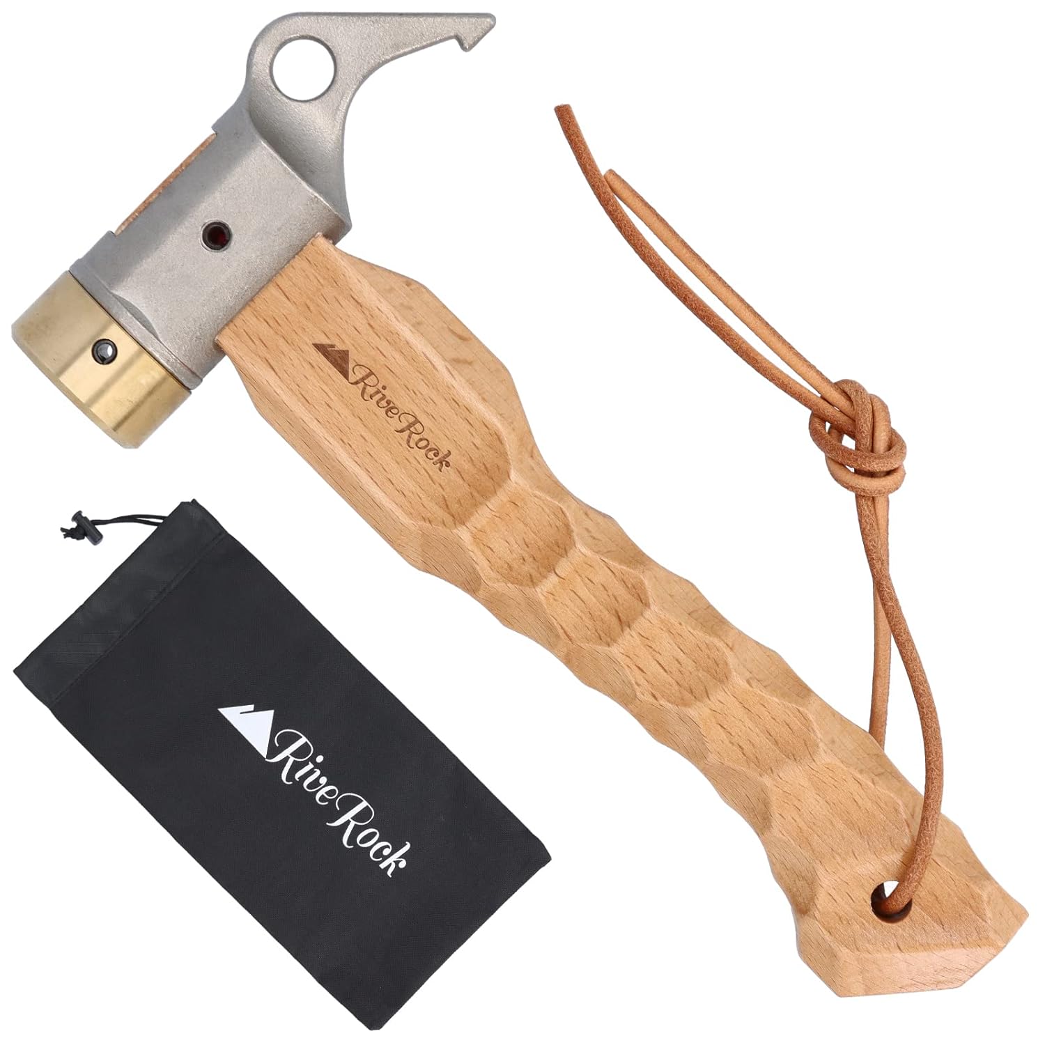 RiveRock Short Peg Hammer, Meituri Handle, Small, Compact, Brass Head ...