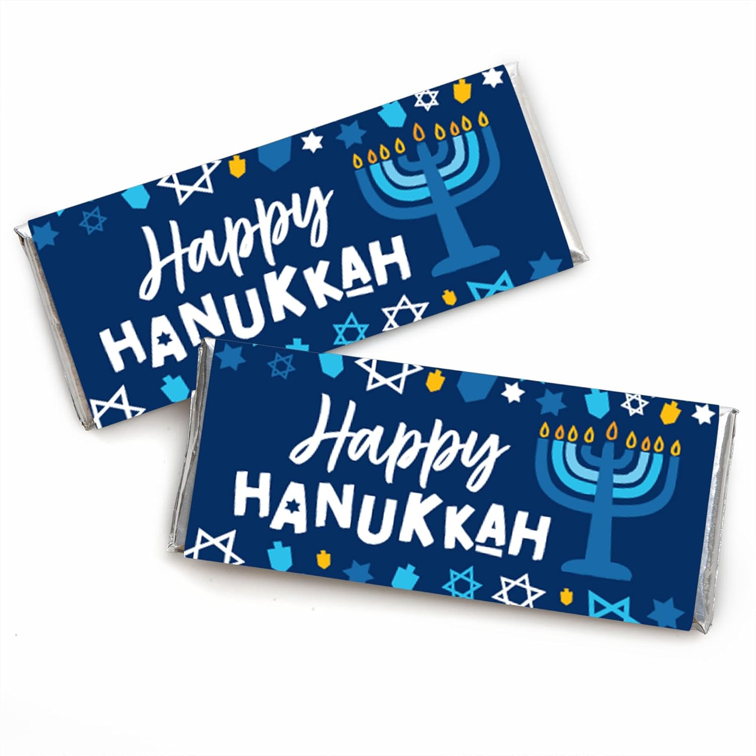 Amazon.com: Big Dot of Happiness Hanukkah Menorah - Candy Bar Wrapper ...