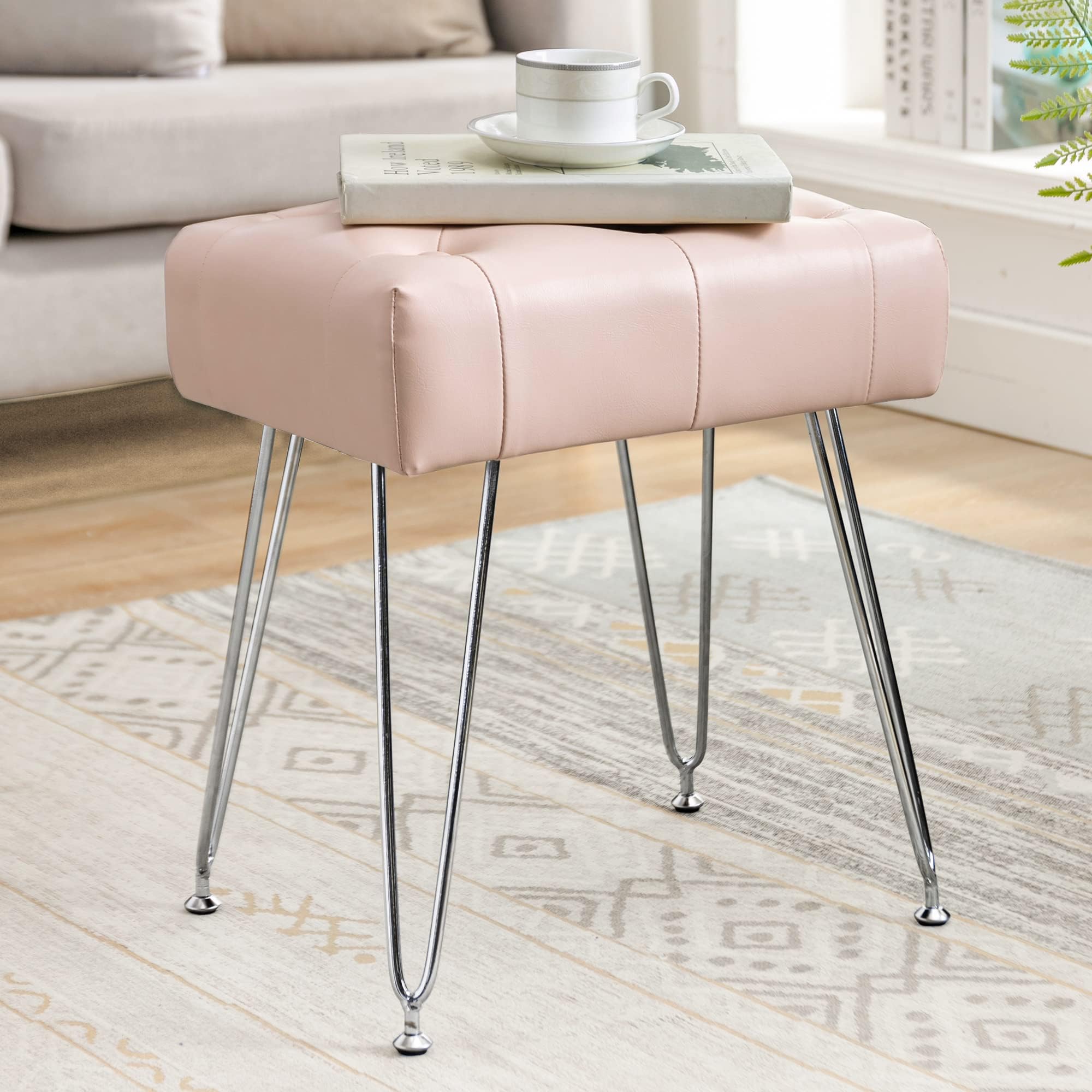 Amazon.com: Gatco 1357 Rectangle Vanity Stool, 19.5" H, Satin Nickel ...
