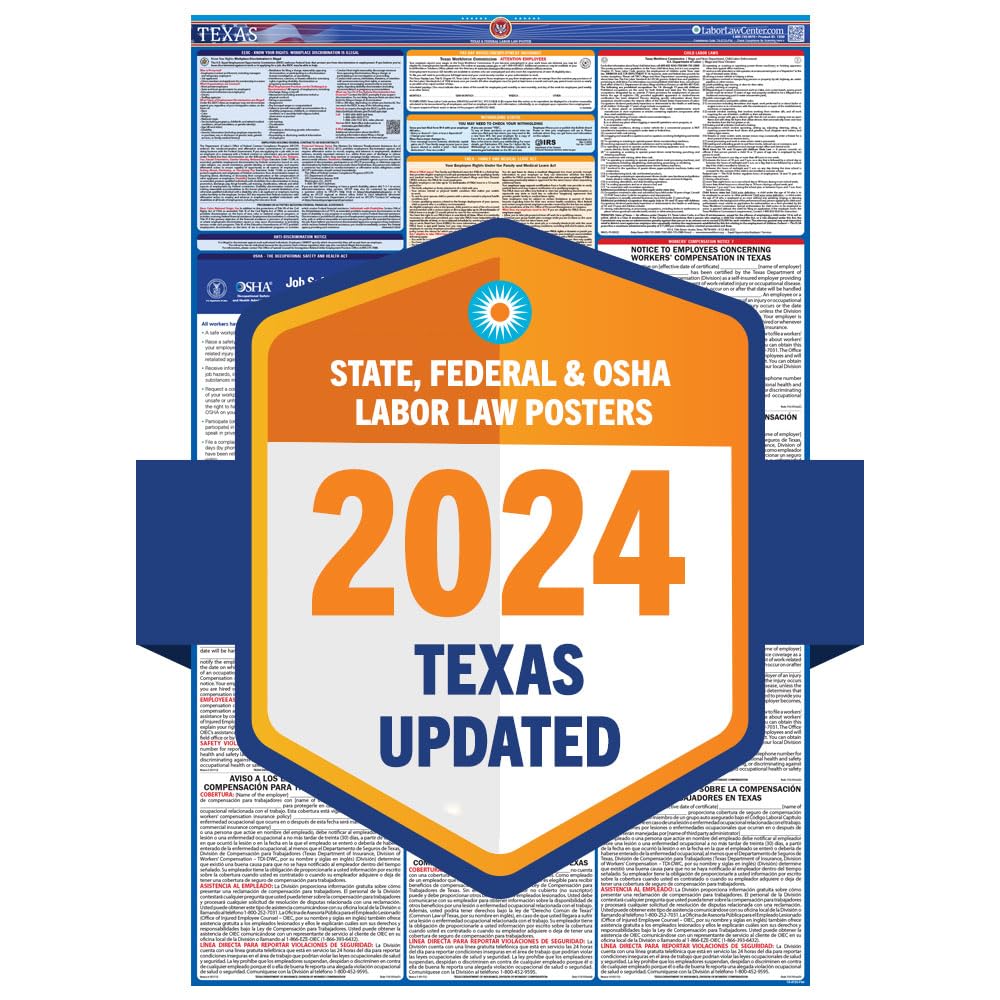 Newest Update for 2023 Texas State & Federal Labor Law Poster- Includes ...