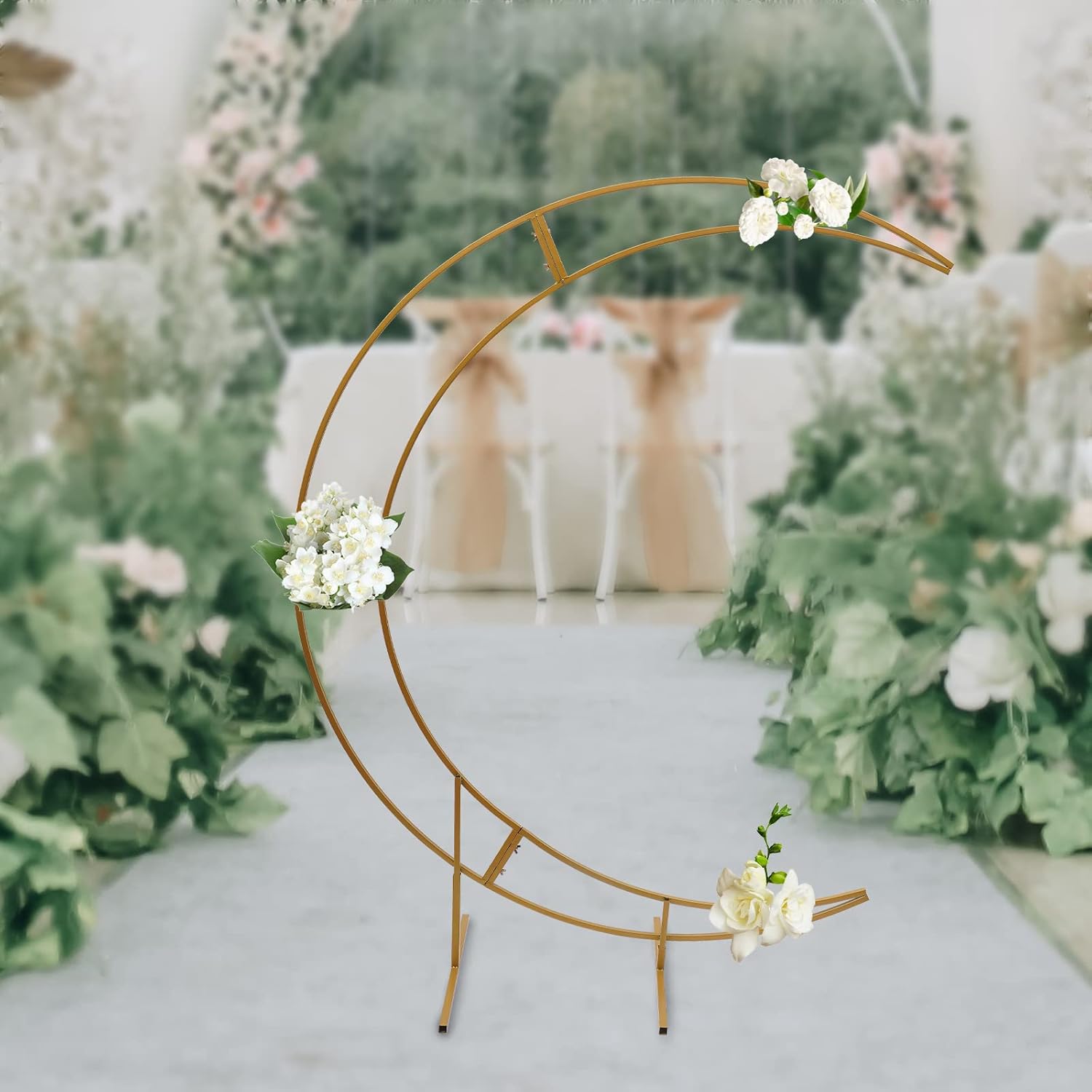 Amazon.com : CNCEST 7ft Gold Metal Crescent Moon Wedding Arch ...
