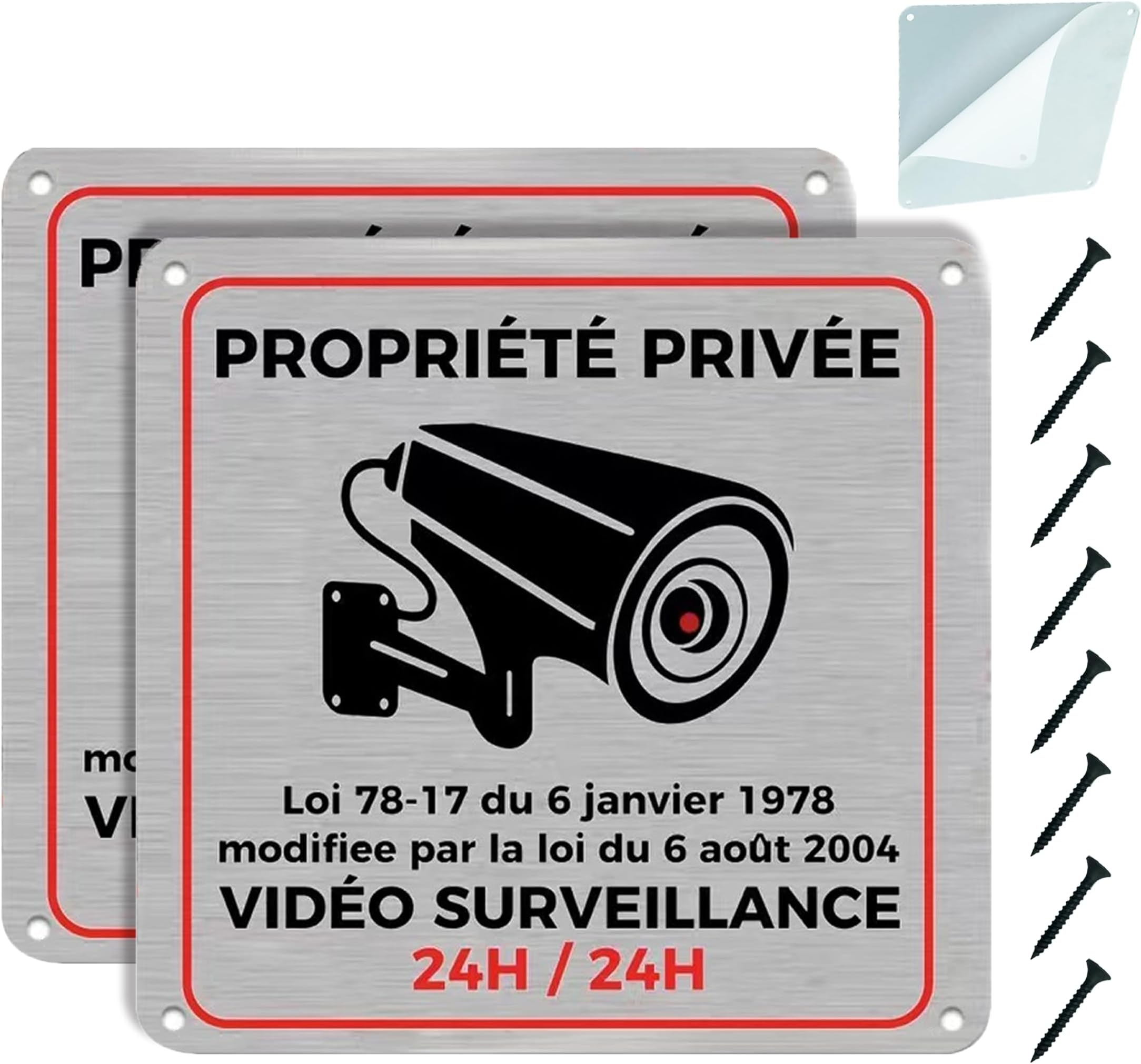 Panneau Camera Surveillance Aluminium Adhesif 15×15 cm, 2 Pièces ...