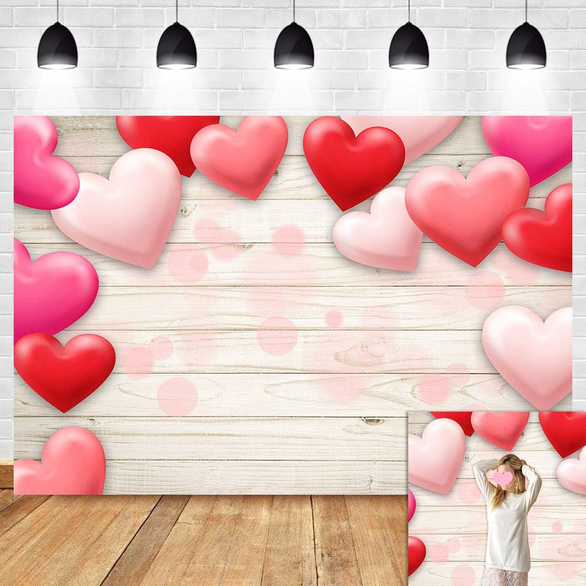 Amazon.com : Valentine's Day Backdrop Rustic Wood Backdrop Red Love ...