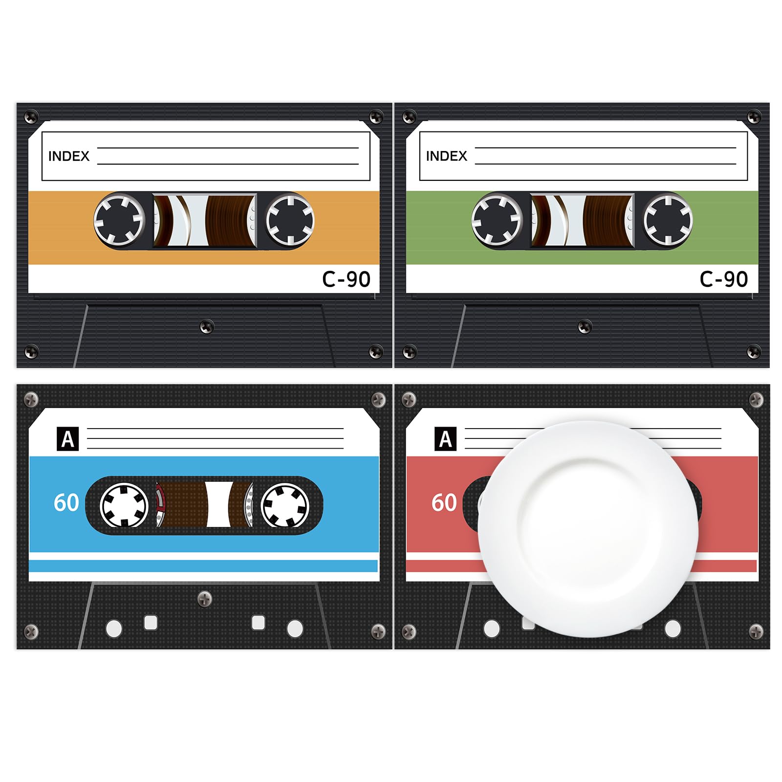 Amazon.com: 60 Pack Cassette Placemats Paper Placemats Disposable 16x ...