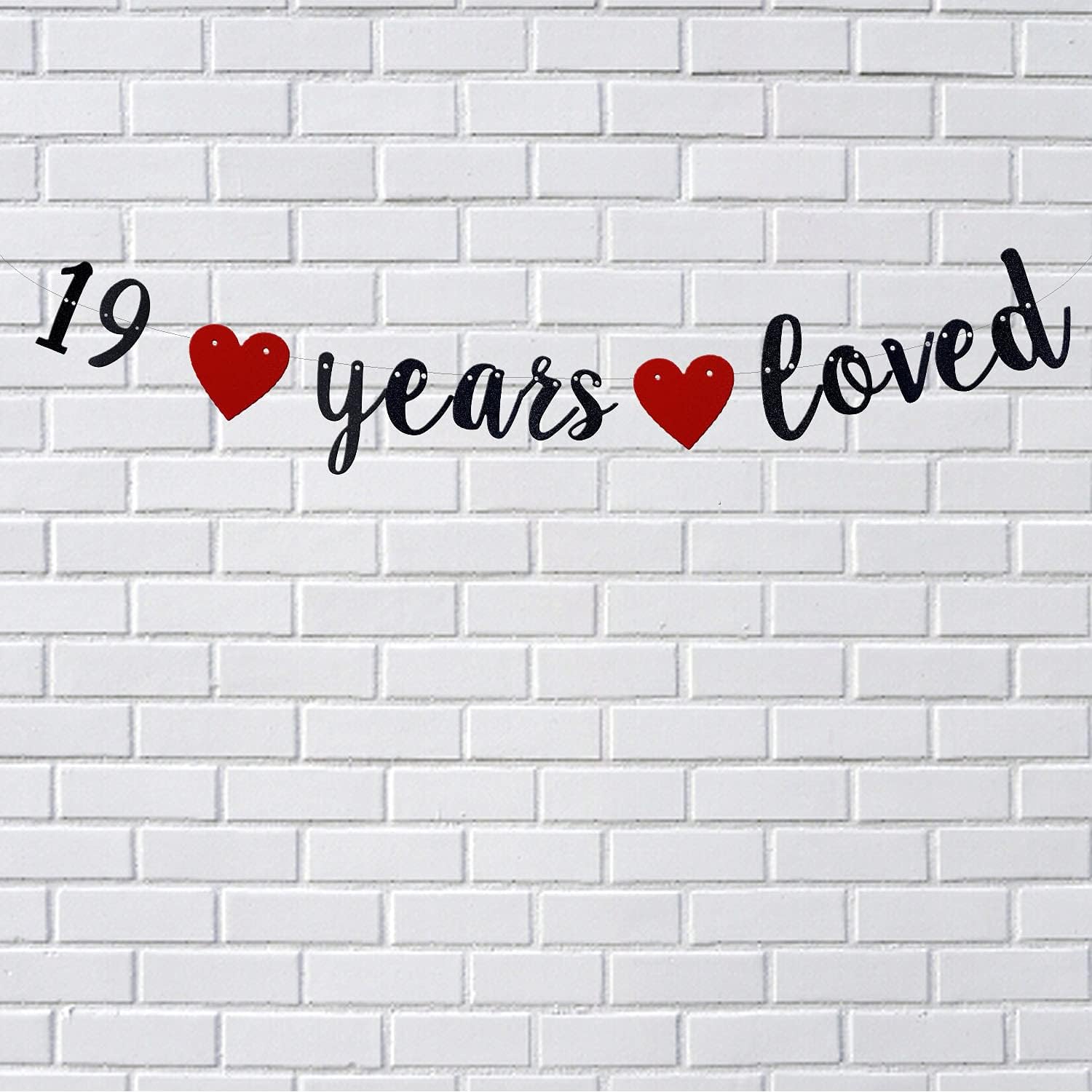 Buy Black 19 Years Loved Paper Sign for unisex Adult's 19th Birthday ...