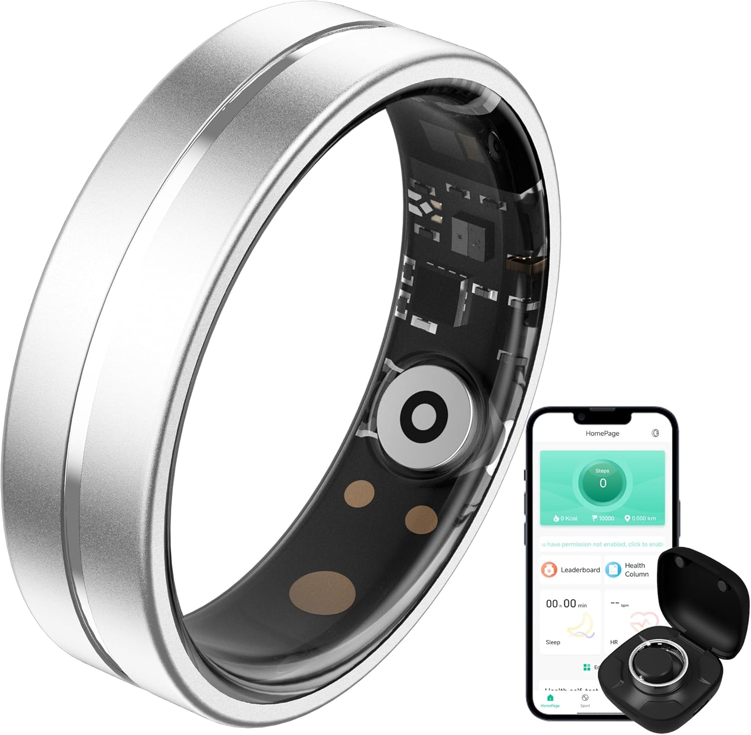 Amazon.com: Smart Ring Ultra Narrow Sleep Heart Rate Monitor Ring Blood ...