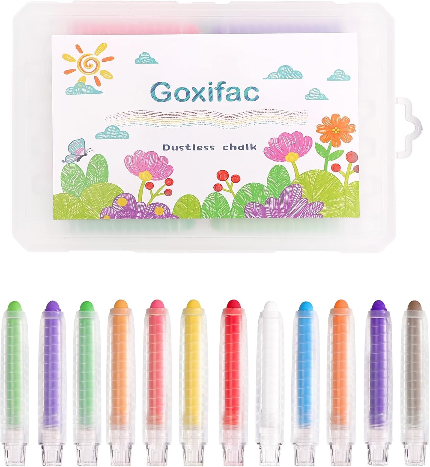 Amazon.com: Goxifac 12Pcs Dustless Chalk for Kids Colored Sidewalk ...
