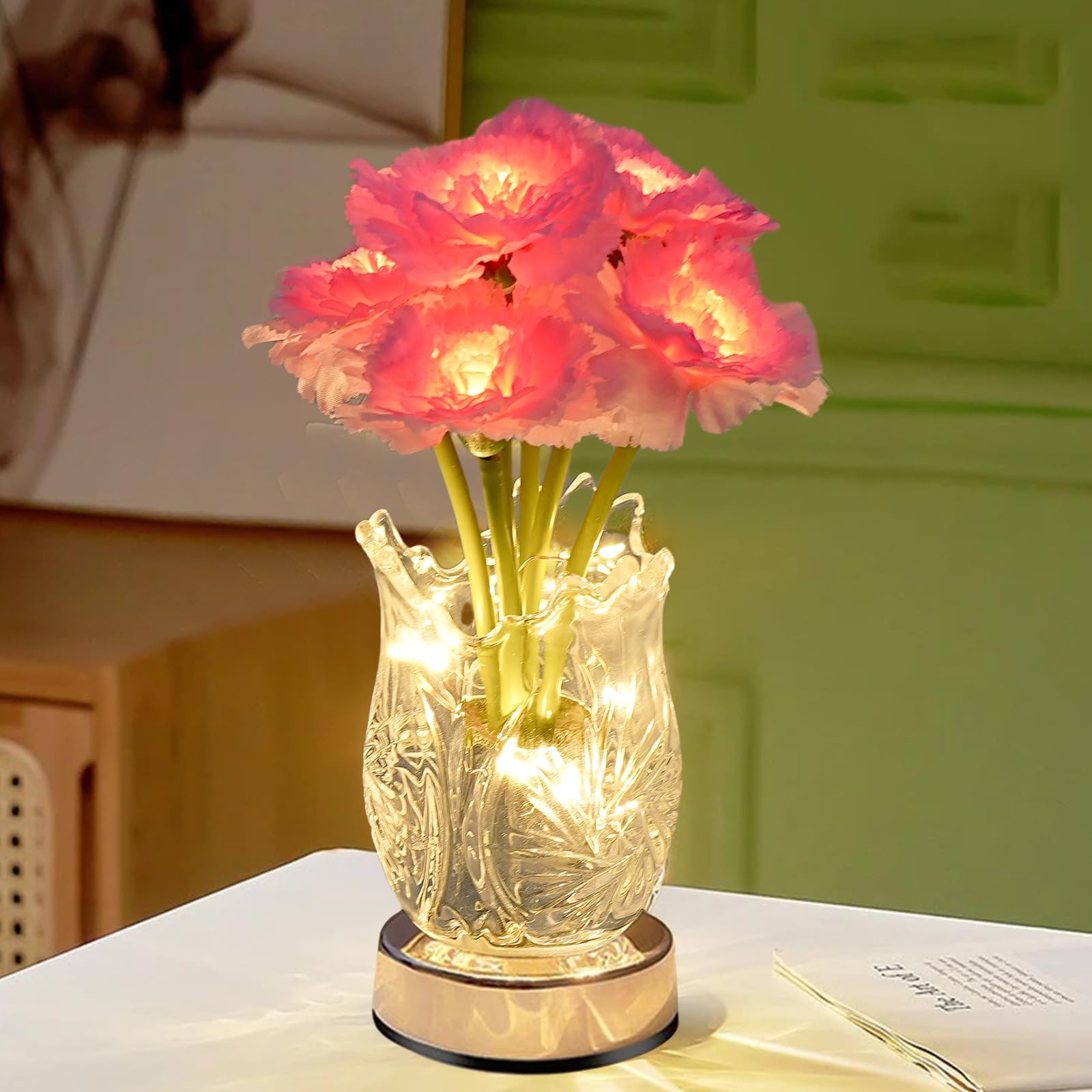 One Fire Flower Lamp Unique Lamps, Dimmable Touch Lamp, Rechargeable ...