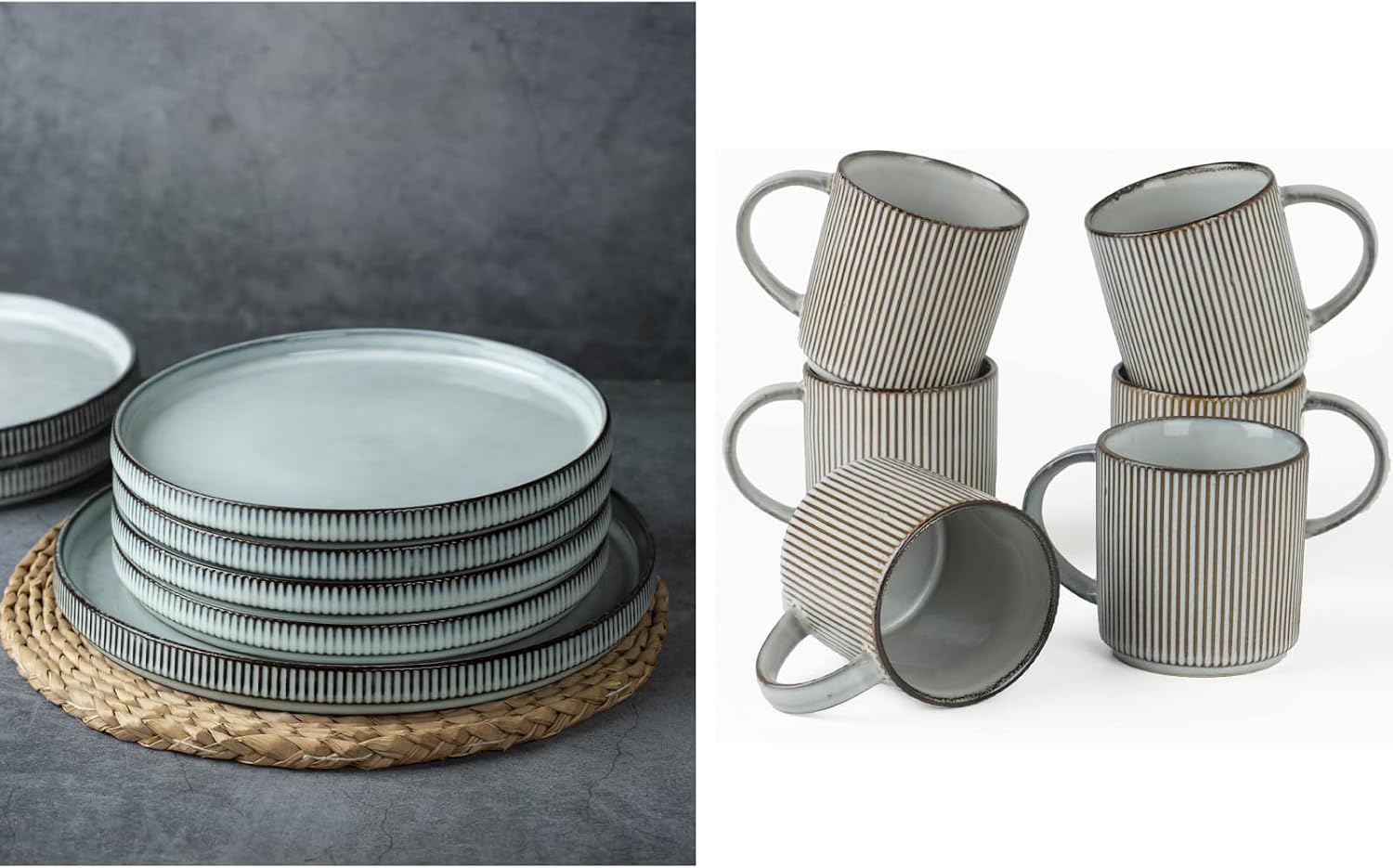 Amazon.com | famiware Star Stoneware Dinnerware Set of 6 (18-Piece ...