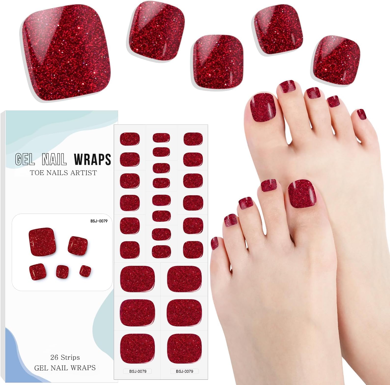 Amazon.com: EBANKU Gel Toe Nail Stickers - Cured Strips for Toes, Long ...