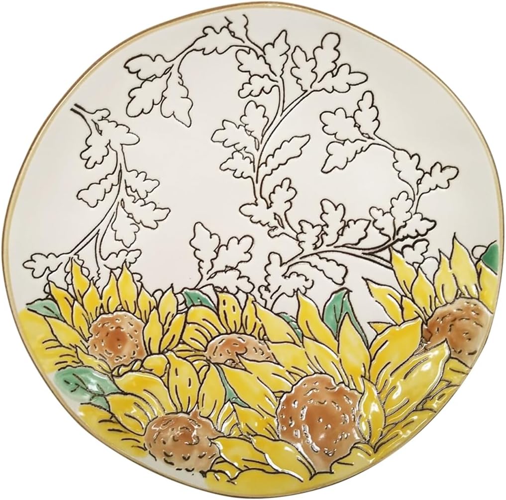 Amazon.com | Blue Sky Clayworks Gilded Sunflower Dinner Plate, 10.5 ...