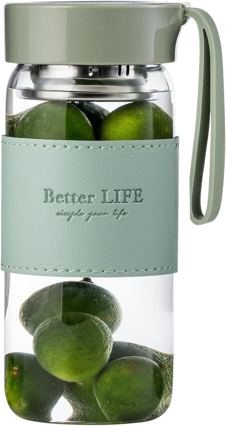 Amazon.com: DNIENKGE Glass Tea Bottle 16 oz Drinking Bottle with Non ...