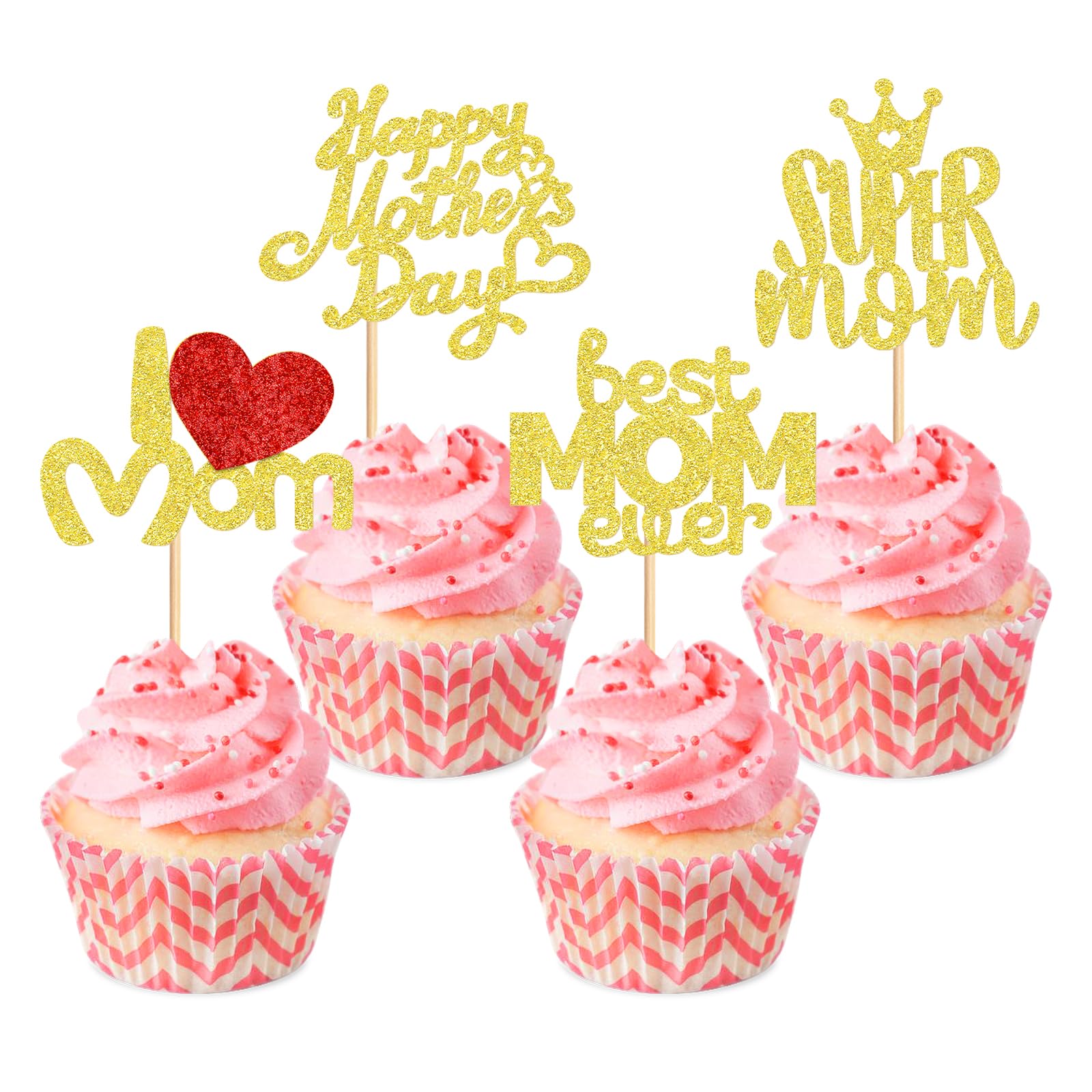Amazon.com: 24 Pack Happy Mothers Day Cupcake Toppers Butterfly Best ...