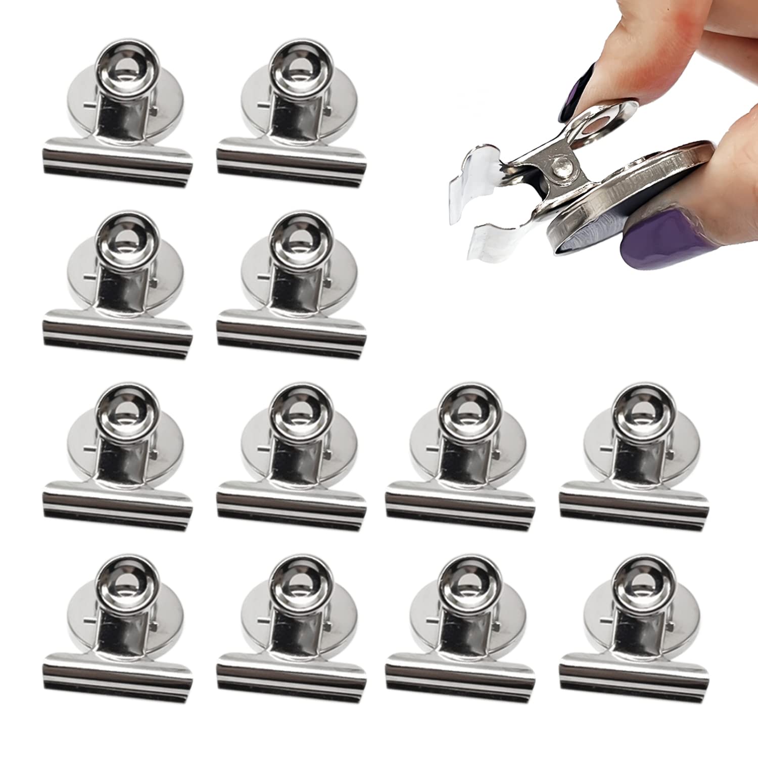 Whiteboard Clips 12 Pieces Silver Magnetic Clip, Round Magnetic