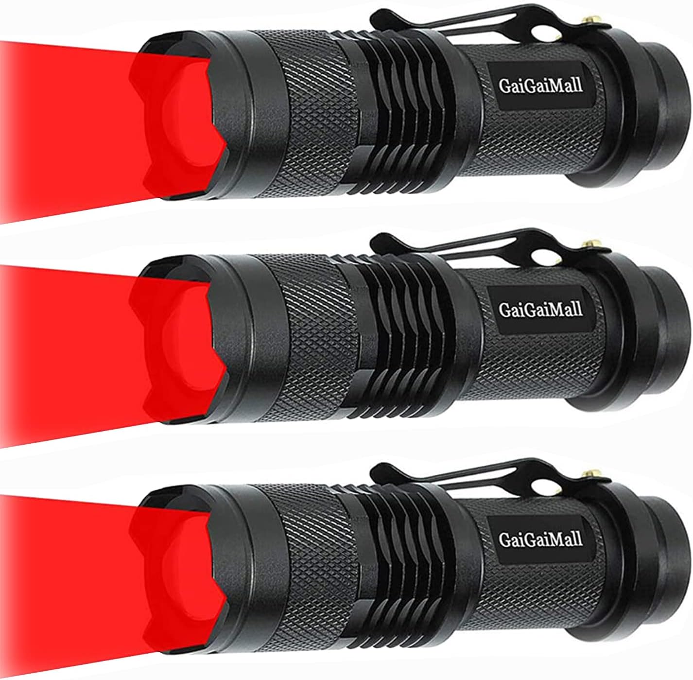 GaiGaiMall 3 Pack LED Red Light Flashlight with 3 Modes - Amazon.com