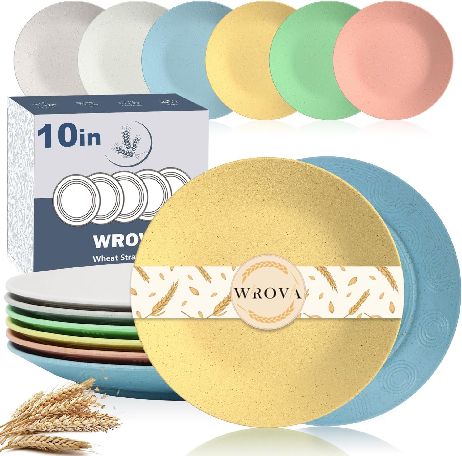 Amazon.com | Wrova Wheat Straw Dinner Plates - 10in, Microwave ...