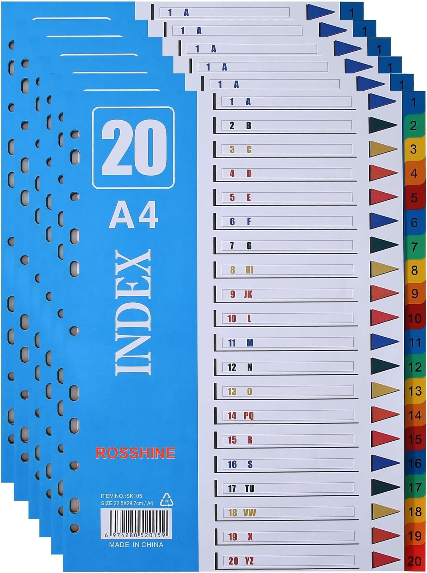 A4 File Dividers Numbered 1-20 Plastic Tabs (1) : Amazon.co.uk ...