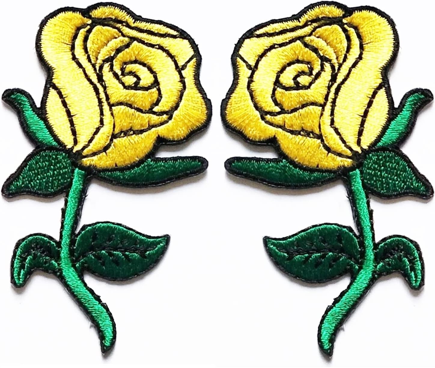 Amazon.com: HHO 2 Pieces Patch Yellow Rose Flowers Patch Embroidered ...