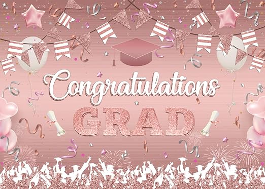 Amazon.com : LYCGS 7x5ft Pink 2025 Graduation Backdrop Congratulations ...