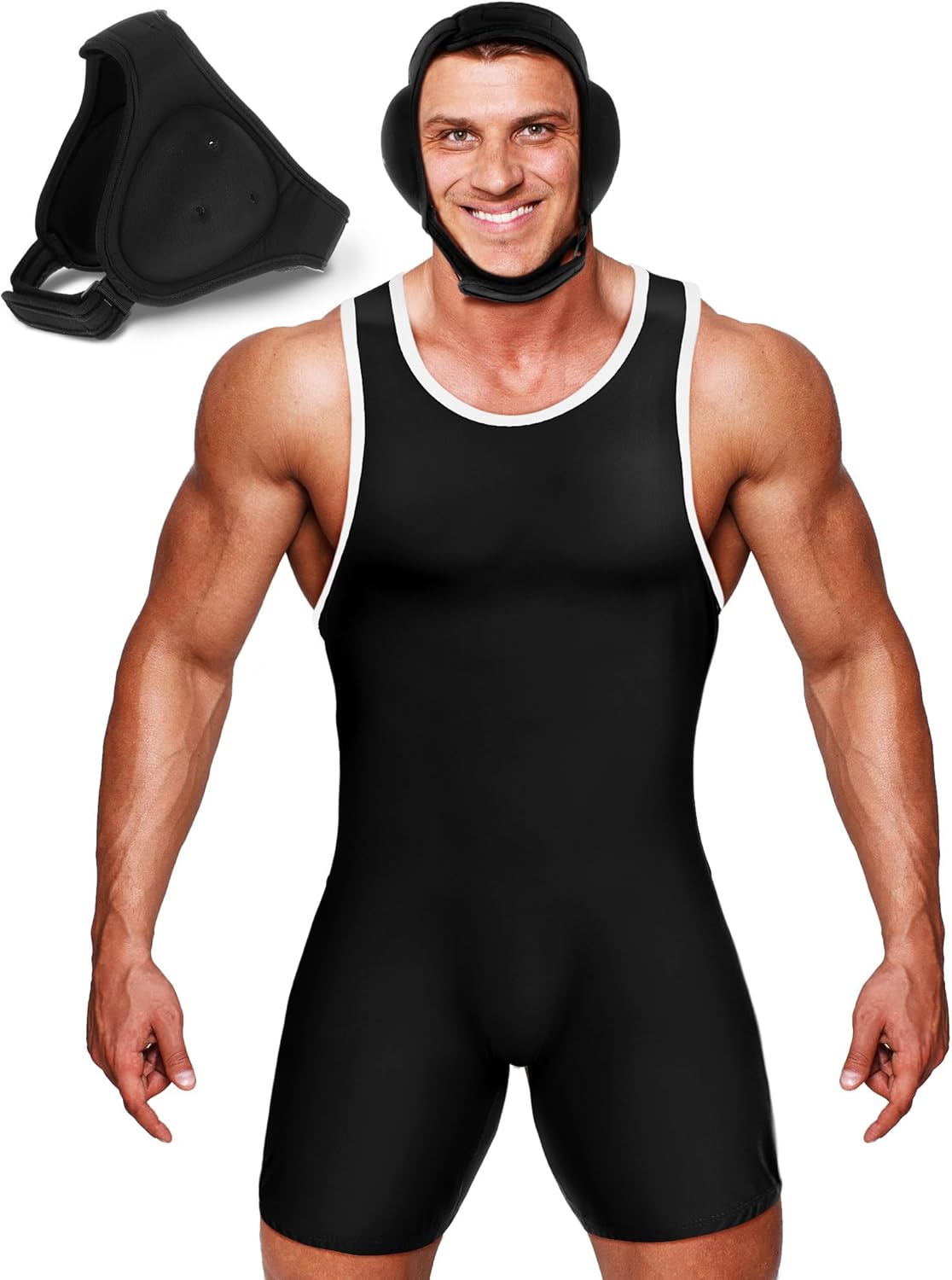 Amazon.com: Bunnycool 2 Pcs Men Wrestling Headgear and Wrestling ...