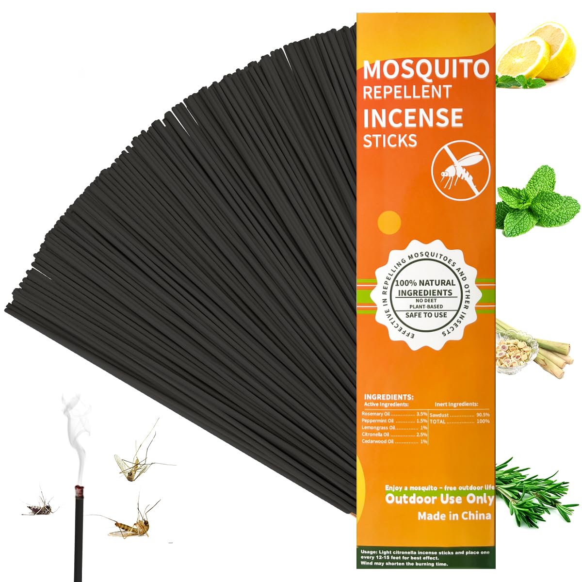 Amazon.com : 120 Pack Mosquito Repellent Sticks, Deet Free Citronella ...