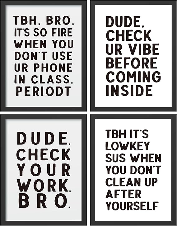 Amazon.com : Hxlac Funny High School Classroom Wall Art Prints Set of 4 ...
