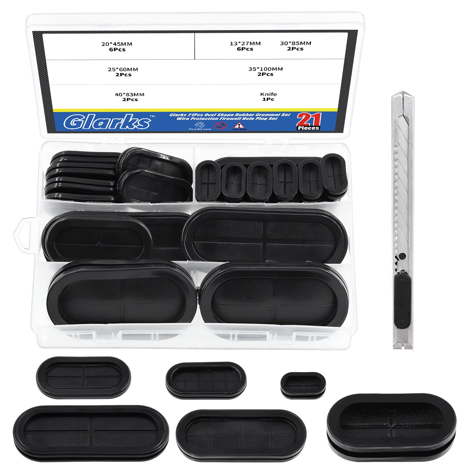 Amazon.com: Glarks 21Pcs Oval Closed Rubber Grommet Assortment, 6 Size ...