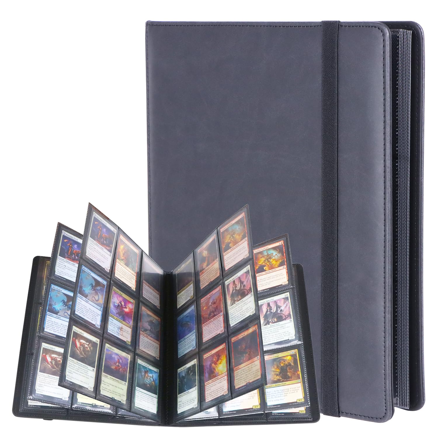 Amazon.com: 9-Pocket PU Leather Trading Card Binder,360 Side-Loading ...