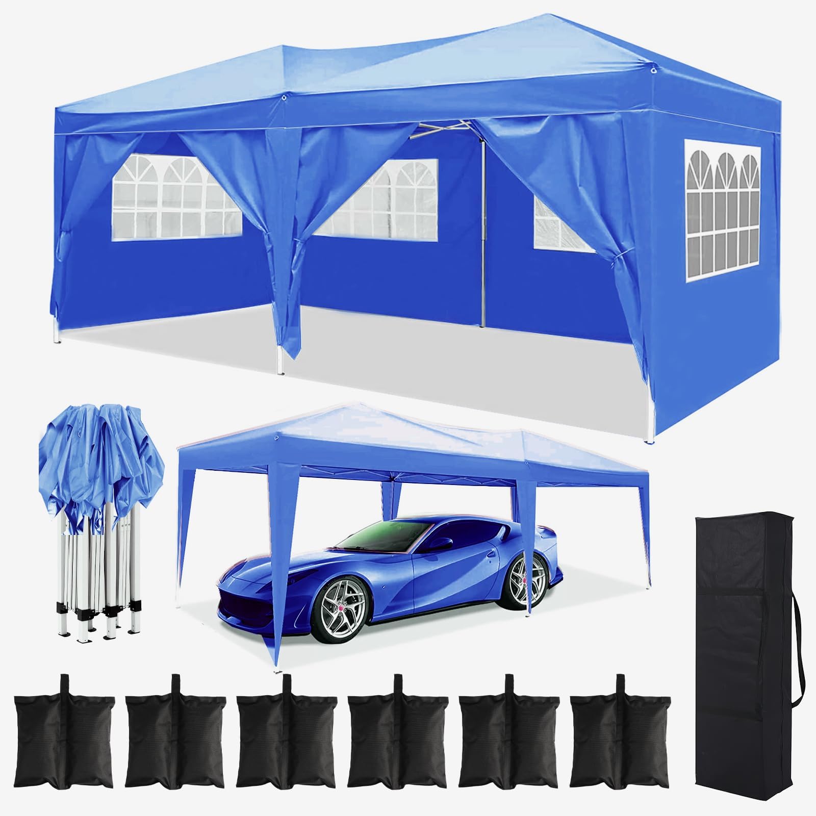 Amazon.com : COBIZI 10x30 Pop up Canopy Tent with Sidewalls, Heavy Duty ...