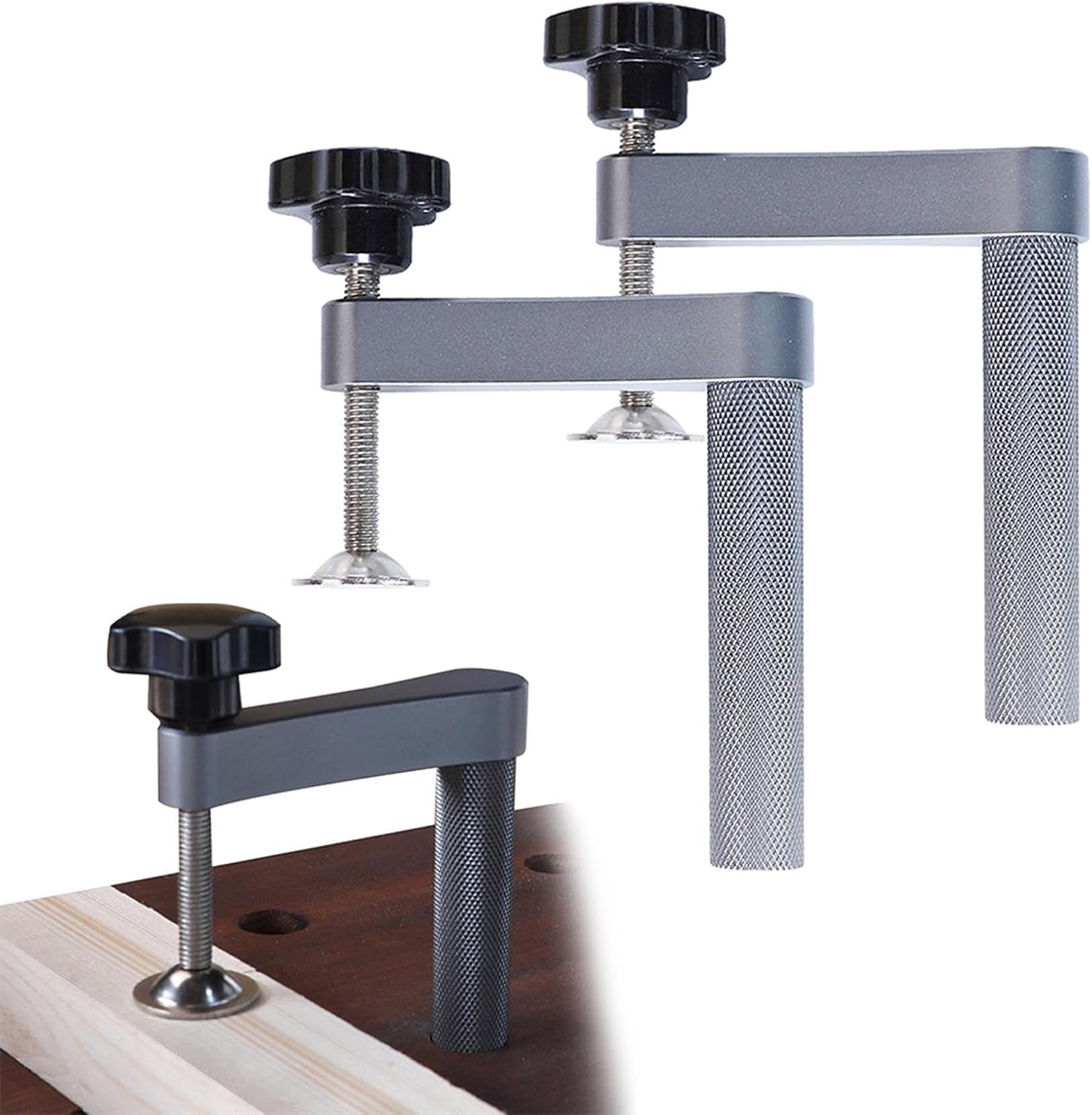 QKDS 2pcs Bench Do-g Hole Clamp, Desktop Fast Fixed Clip Clamp Brass ...