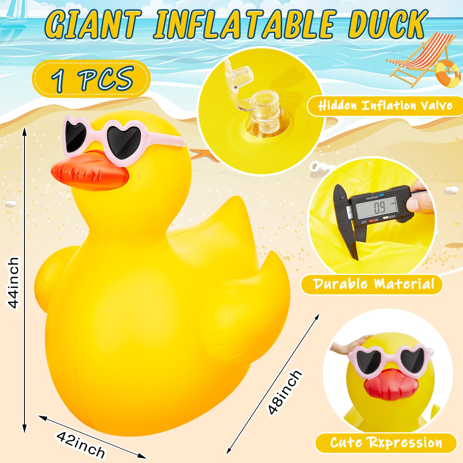 Snapklik.com : Hungdao 4 Feet Giant Inflatable Duck Huge Funny Rubber ...