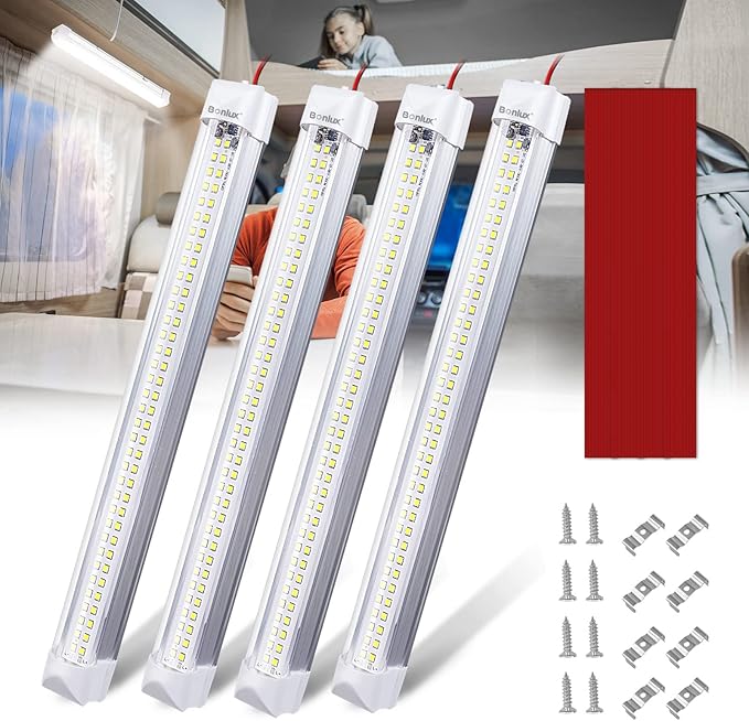 Bonlux 12V Van Interior LED Strip Light, 72 LEDs Van Ceiling Light, Universal Strip Lights for ...