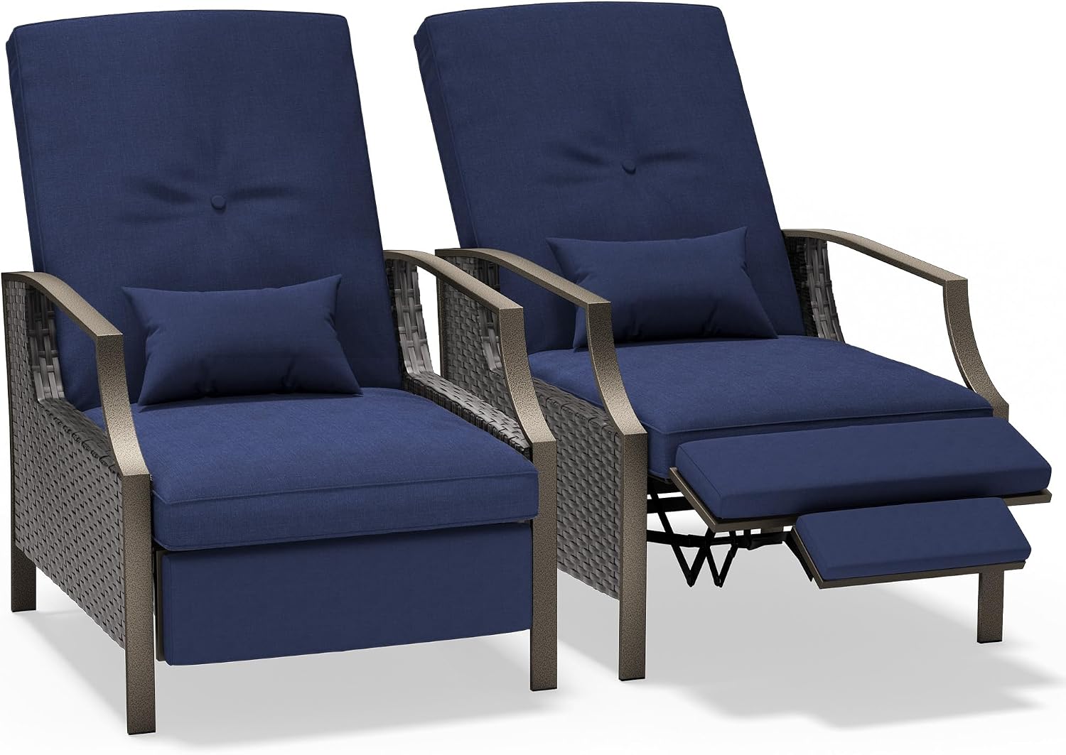 Amazon.com: JEAREY 2 Pices Outdoor Recliner Chair,PE Wicker Patio ...