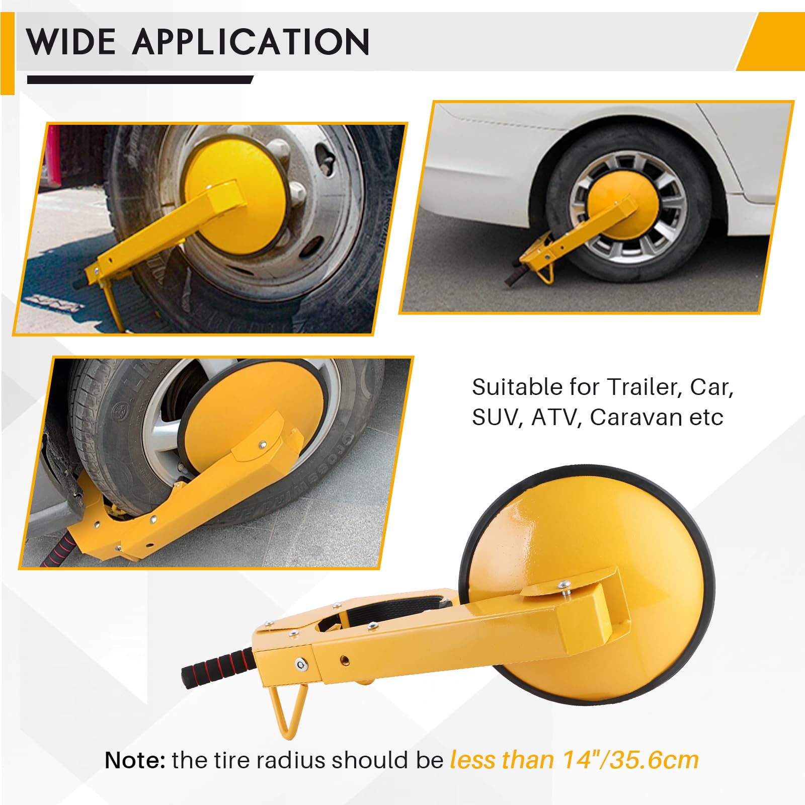 DASBET Wheel Lock Clamp Boot Heavy Duty Auto Anti-Theft Tire Claw ...