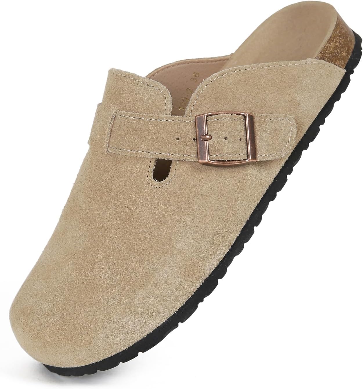 Dumalum Clogs for Women Suede Boston Clogs Adjustable Buckle Slip-on ...
