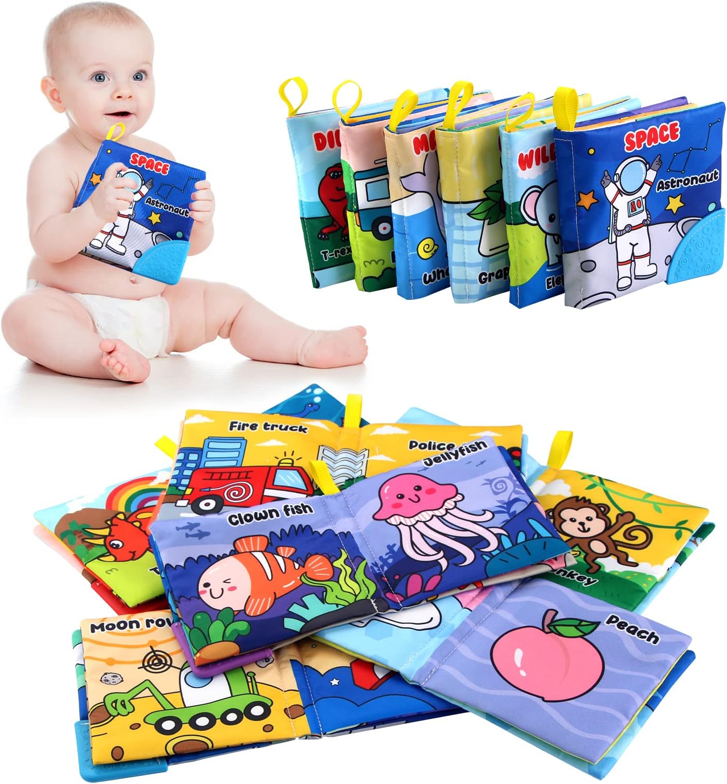 Coolplay Cloth Books Soft Baby Books Rustle Sound Baby Quiet Books Set ...