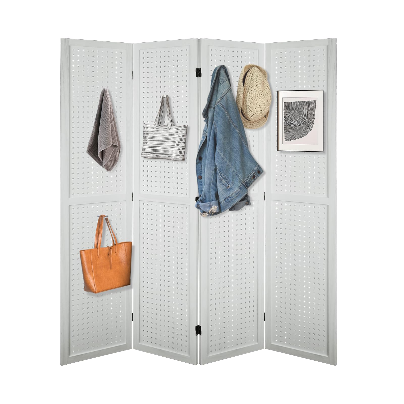Snapklik.com : BABION Pegboard Display Freestanding, 4 Panel Wood ...