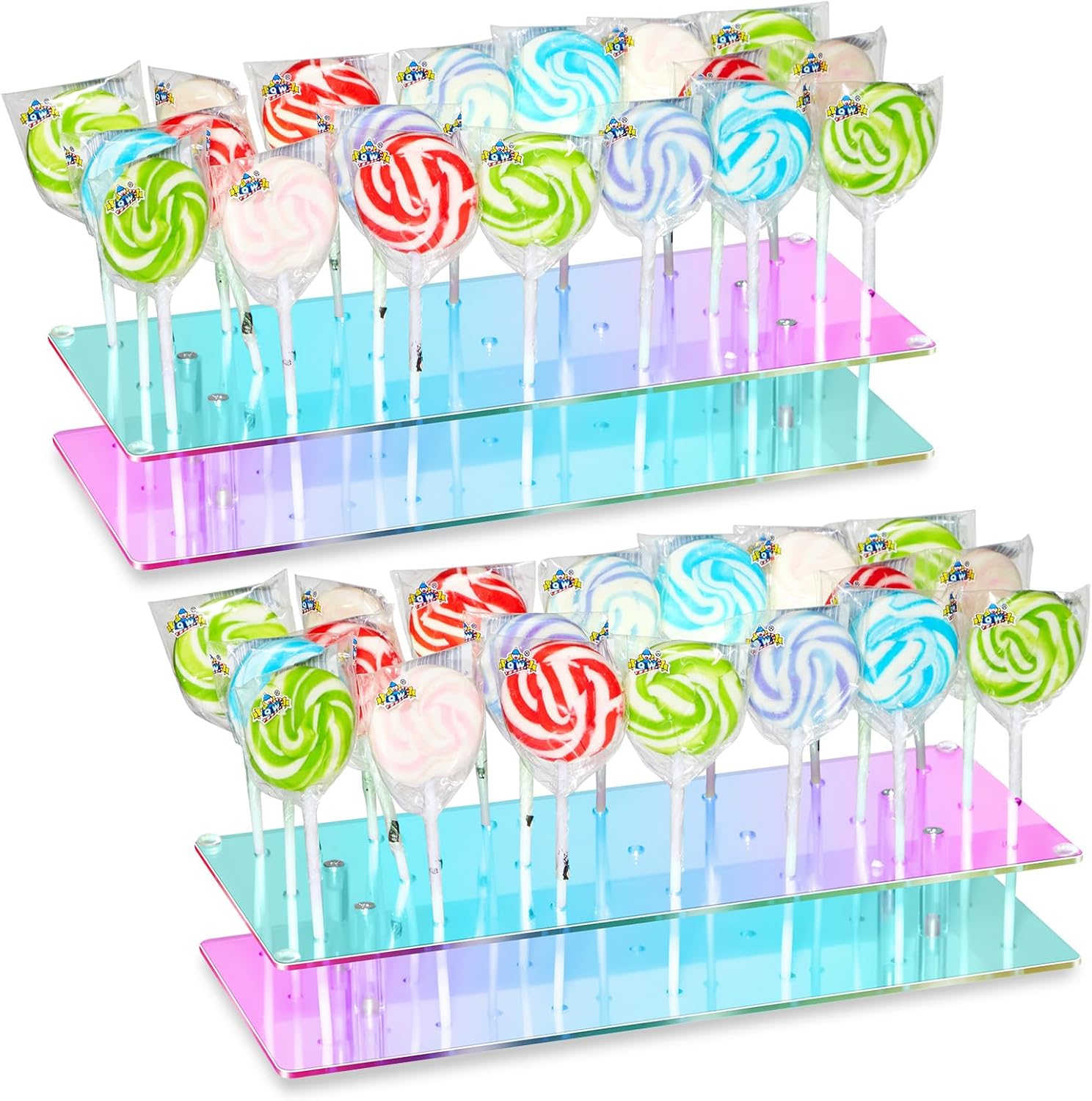 Amazon.com: Domensi 2 Pcs 21 Holes Iridescent Cake Pop Stand Display ...