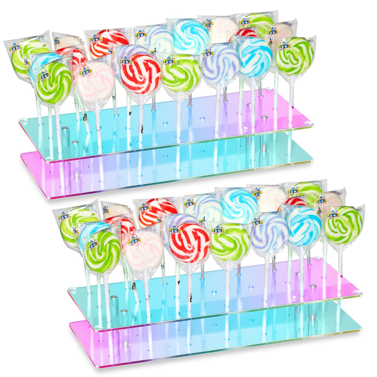 Amazon.com: Domensi 2 Pcs 21 Holes Iridescent Cake Pop Stand Display ...