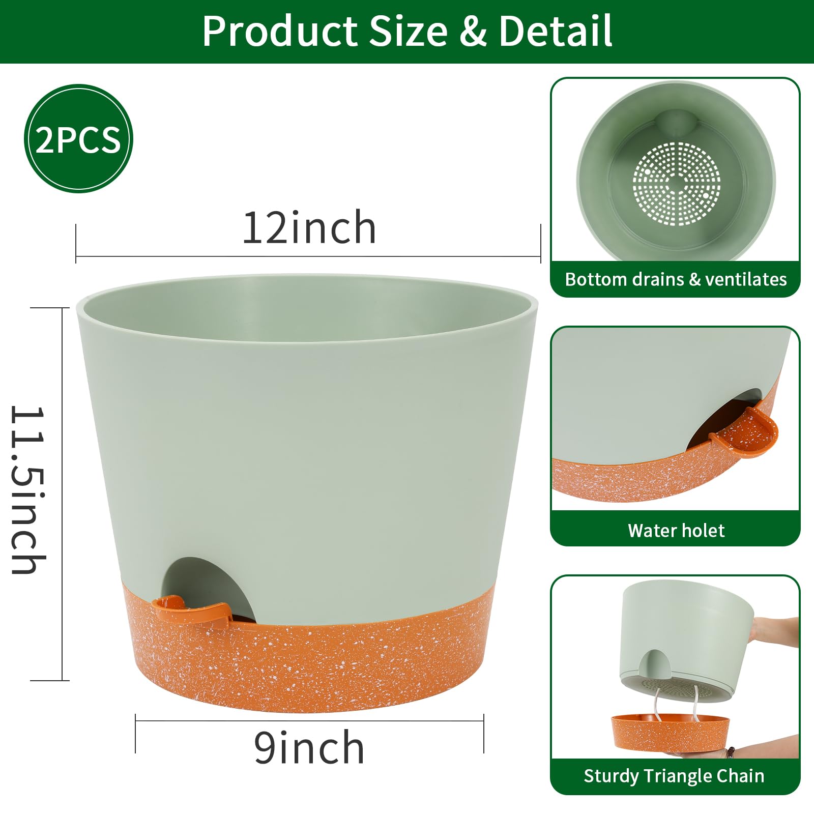 Snapklik.com : GARDIFE 12 Inch Plant Pots, Planters, Self Watering Pots ...