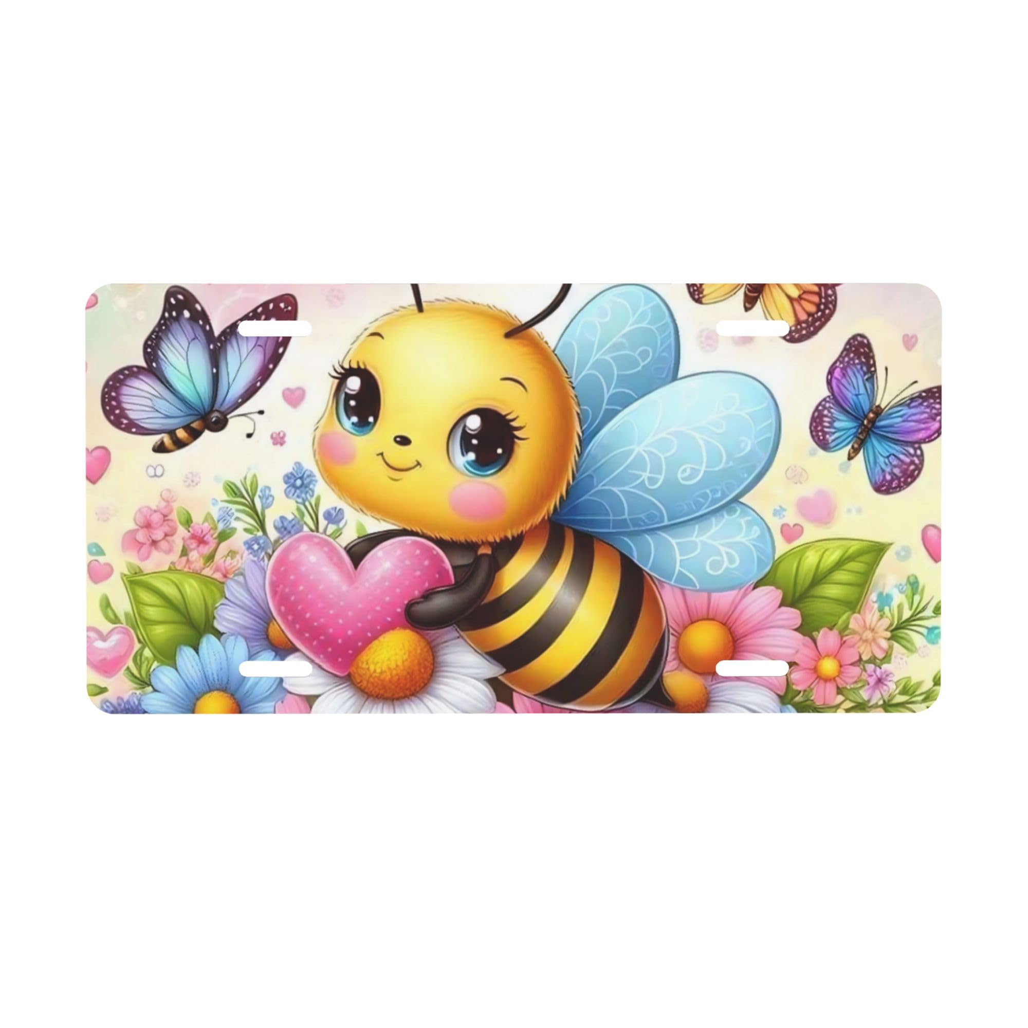 Flower Bee Butterfly License Plate Car Front License Plates 4 ...